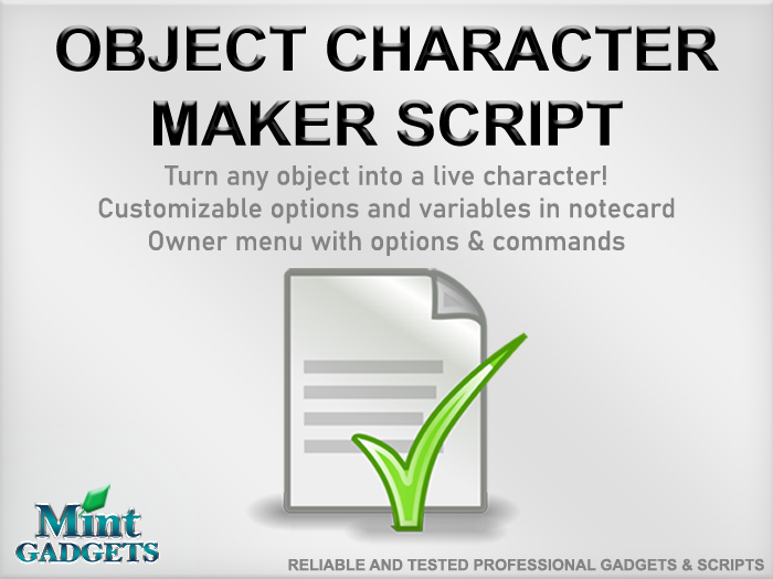 Second Life Marketplace Mint Scripts Object Character Maker Script 6044